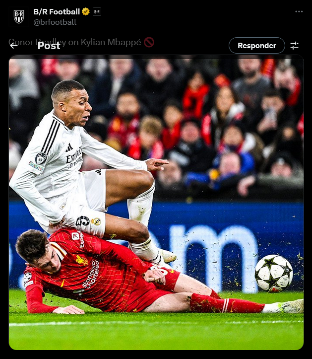 El 'tackle' con el que Conor Bradley borró a Mbappé: "Un momento ...