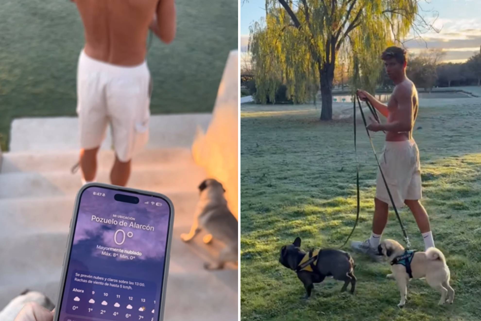 Marcos Llorente de paseo a 0º sin camiseta: "Tranquilos, no me voy a ...