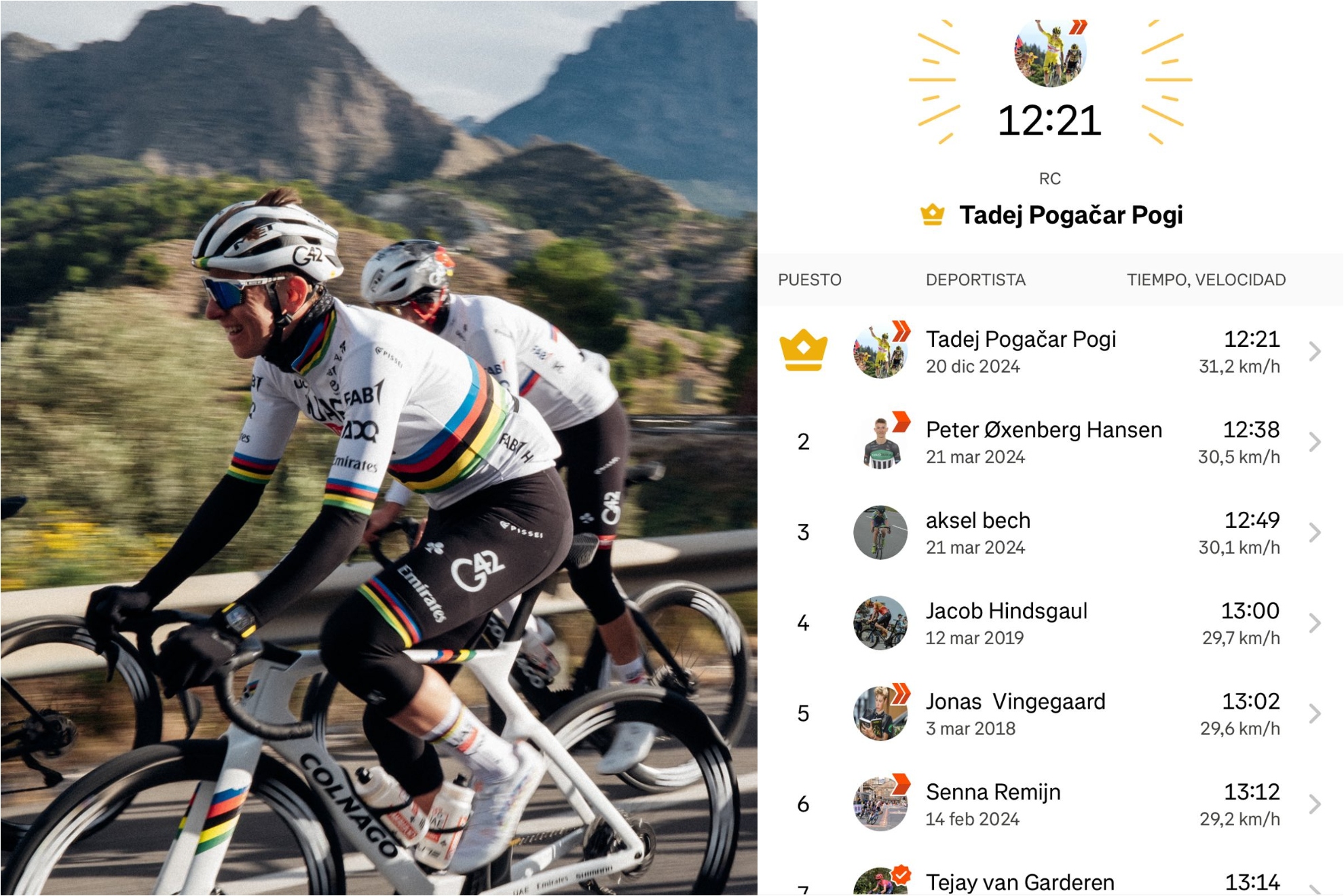 Pogacar mete miedo antes de Navidad: destroza el KOM de Coll de Rates