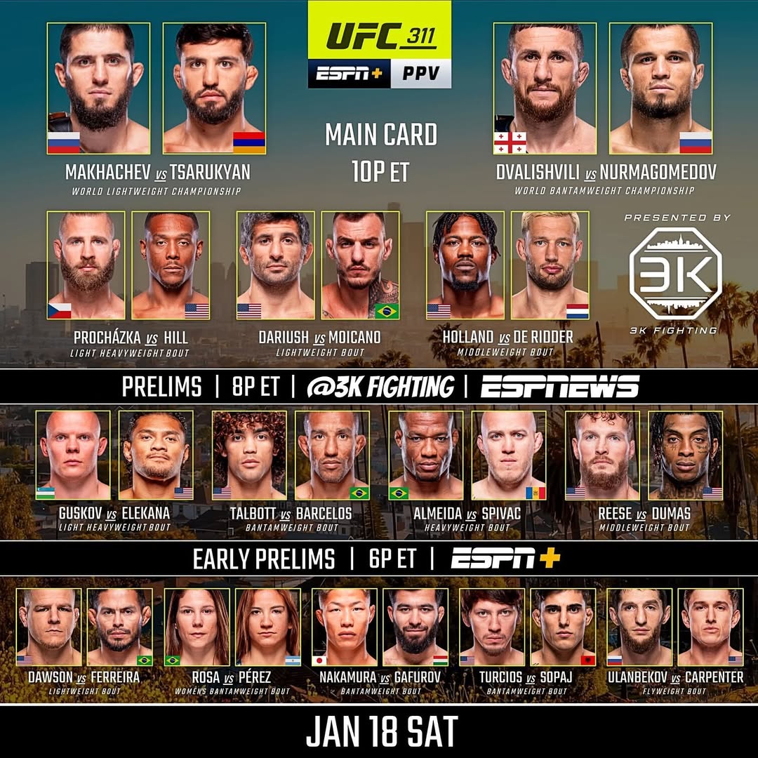 Dónde ver UFC 311: a qué hora es Makhachev vs Tsarukyan en España ...