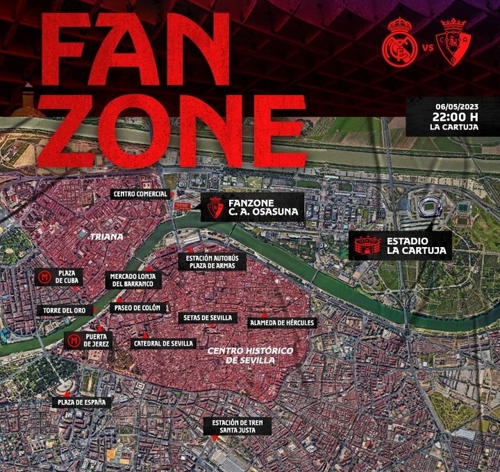 ¿Dónde está la fan zone del Real Madrid y Osasuna en Sevilla para la ...