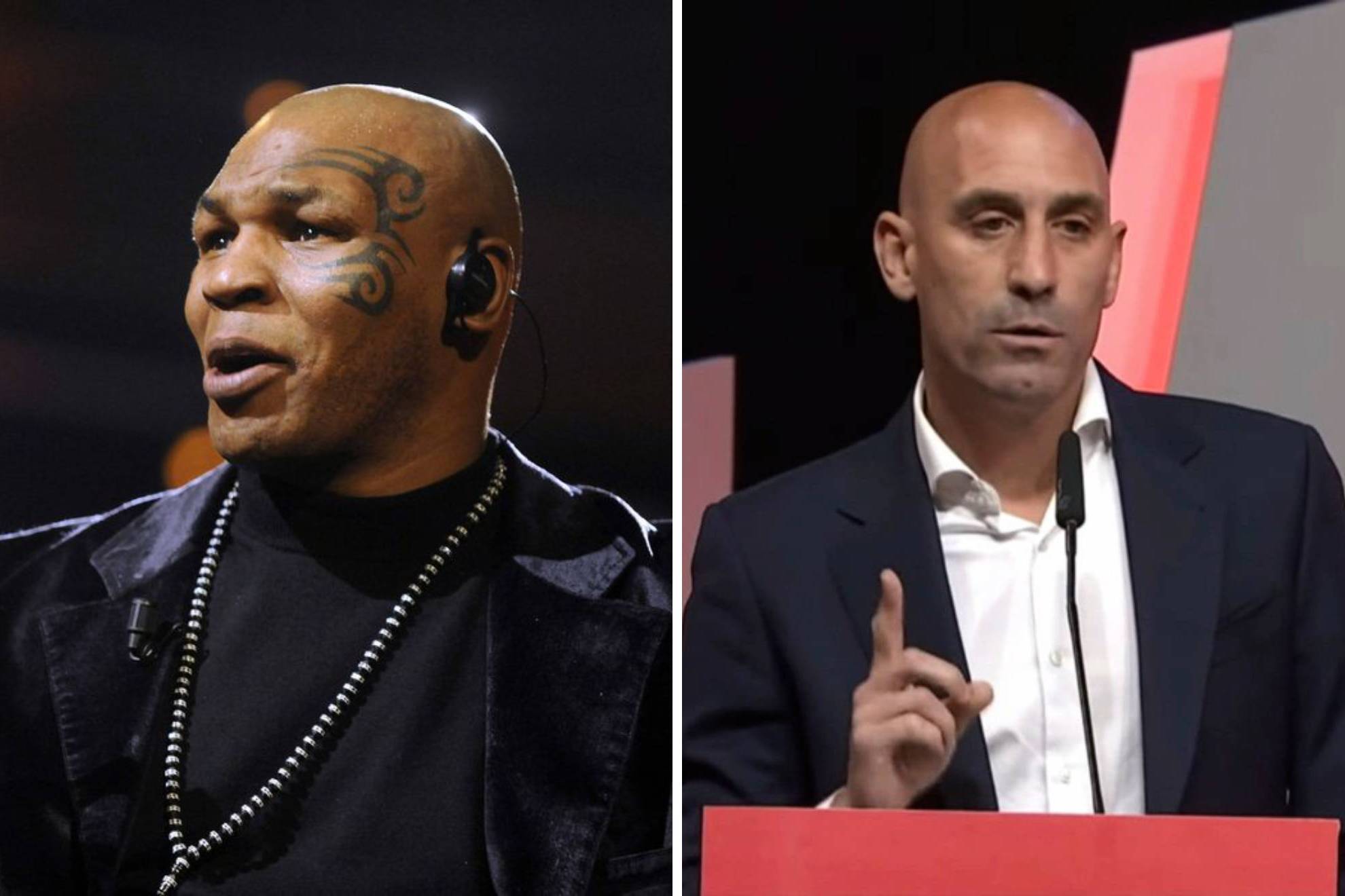 Aparece un grafiti que simula un beso entre Luis Rubiales y Mike Tyson ...