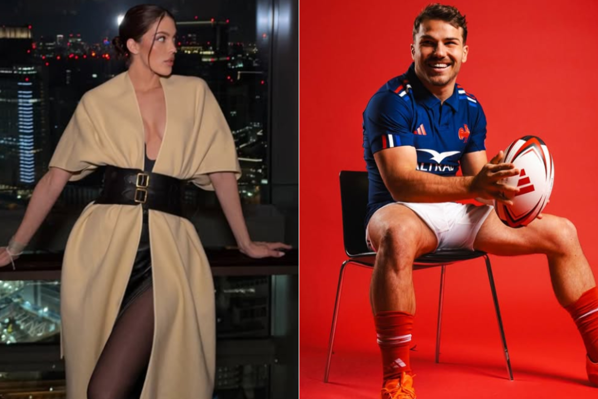 La estrella del rugby Antoine Dupont e Iris Mittenaere, Miss Universo ...