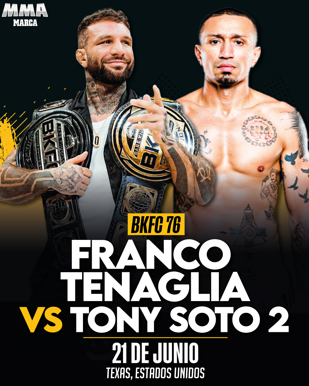 Bare Knuckle anuncia la primera defensa del título de Franco Tenaglia