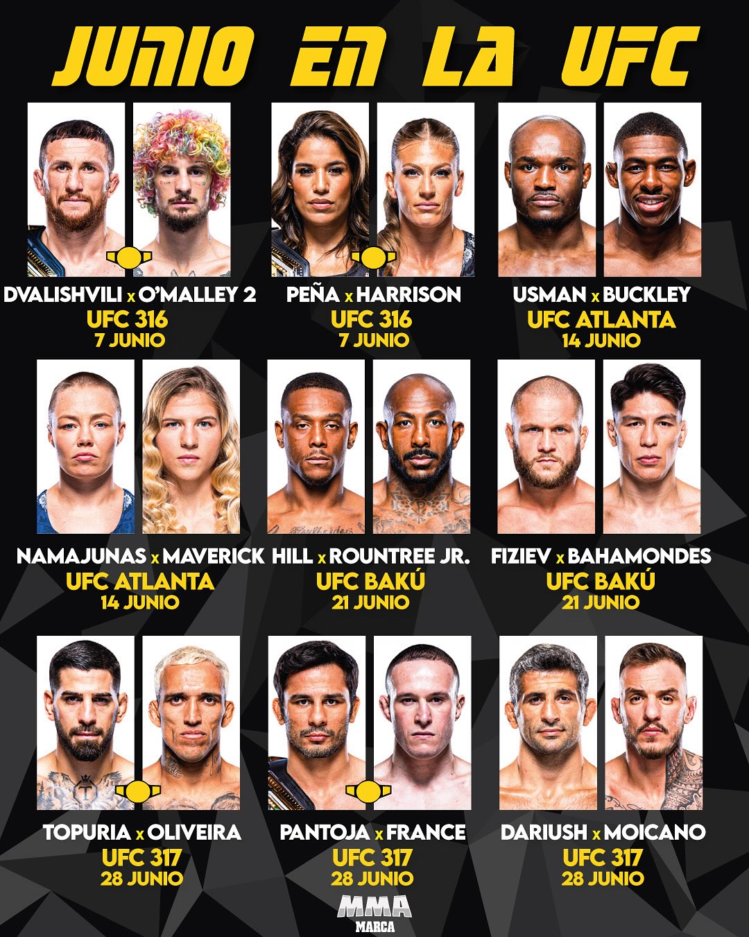 El impresionante mes de junio que se viene en la UFC... y que corona ...