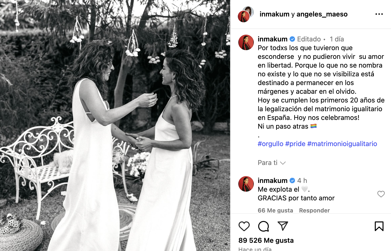 Inma Cuesta confirma que se ha casado con la guionista Ángeles Maeso ...