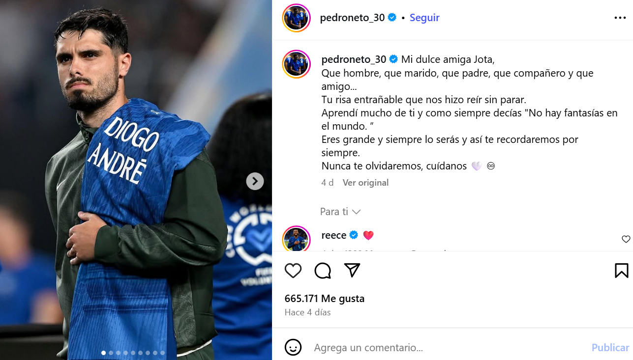 Pedro Neto, en el nombre de Jota: "Esta final es para él y su hermano"
